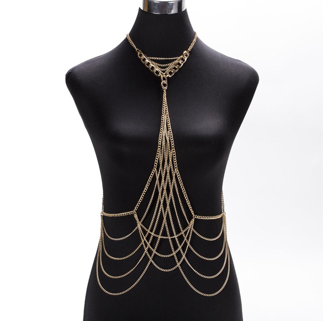 Gold Chain Body Chain Necklace, Sexy Bikini Waist Chain - Etsy