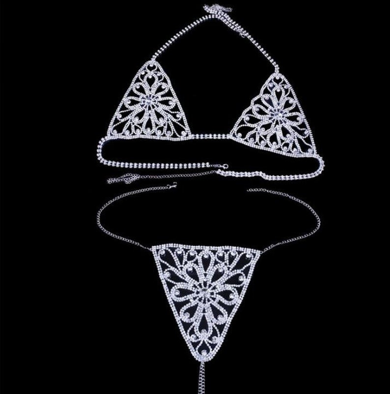 Sexy Shiny Rhinestone Body Chain Jewelry Flower Panties Chain Etsy