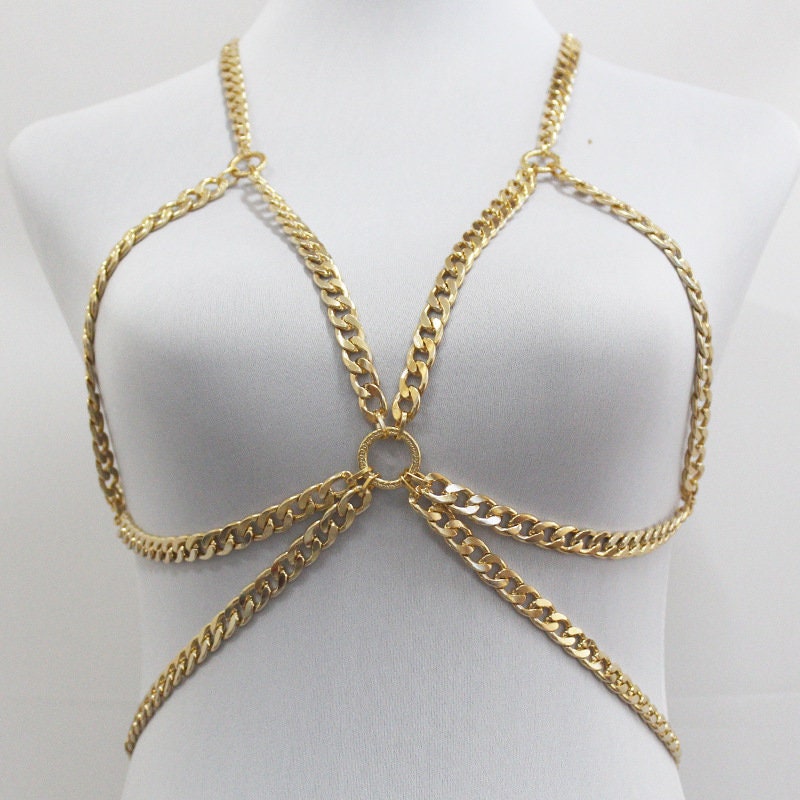 Sexy metal body chain bra silver chain bra body jewelry | Etsy