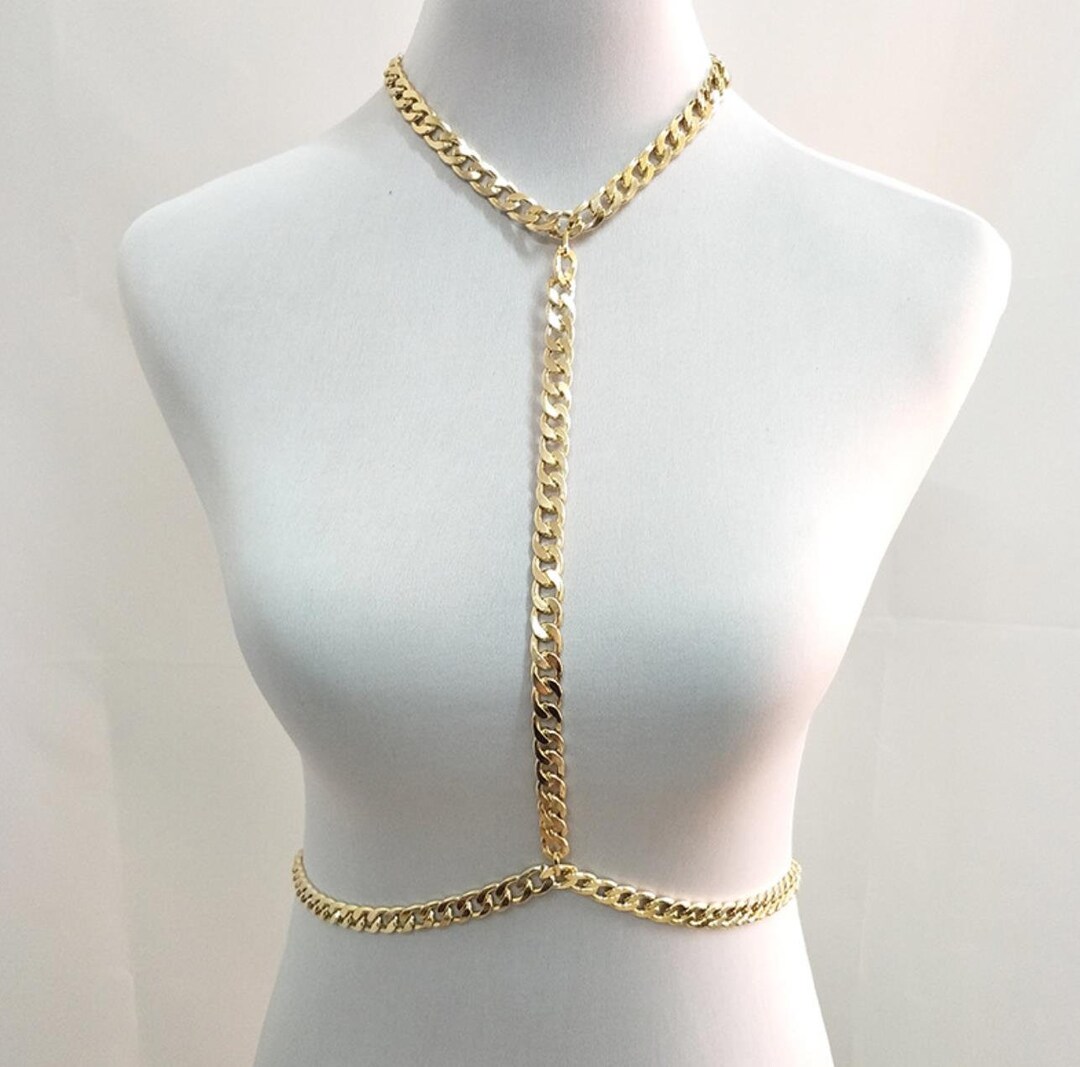 Sexy Gold Chain Bra, Chain Bra Top, Simple Body Chain, Body Jewelry - Etsy