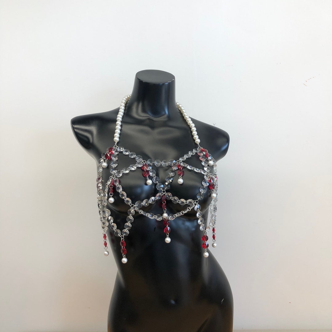 Pearl Body Chain/jewelry Chain Beach Glass Bead Body Chain Jewelry - Etsy