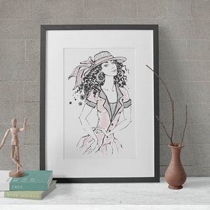 Coloured Model Line Art Print | Line Art Print | Abstract Line Art ...