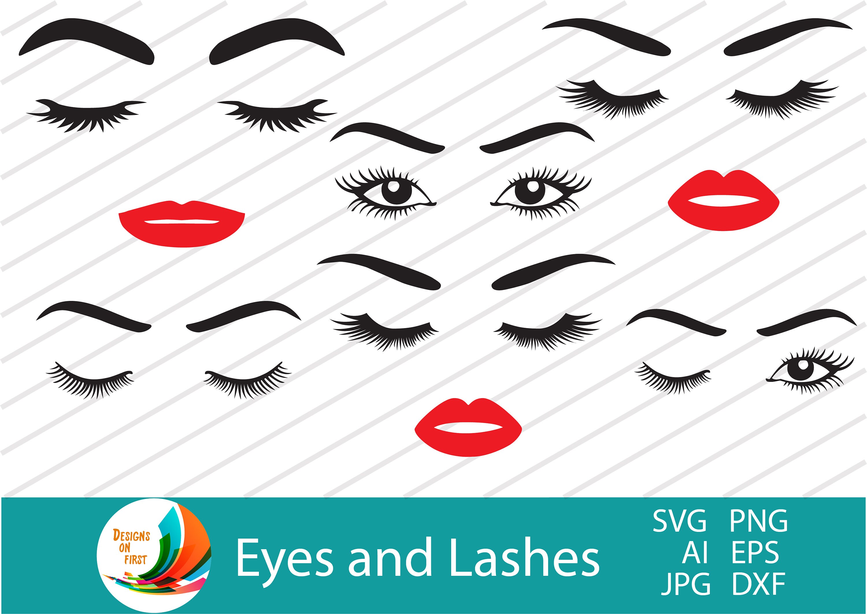 Womens Eyelids Svg Womens Eyebrow Svg Winking Eyelashes | Etsy