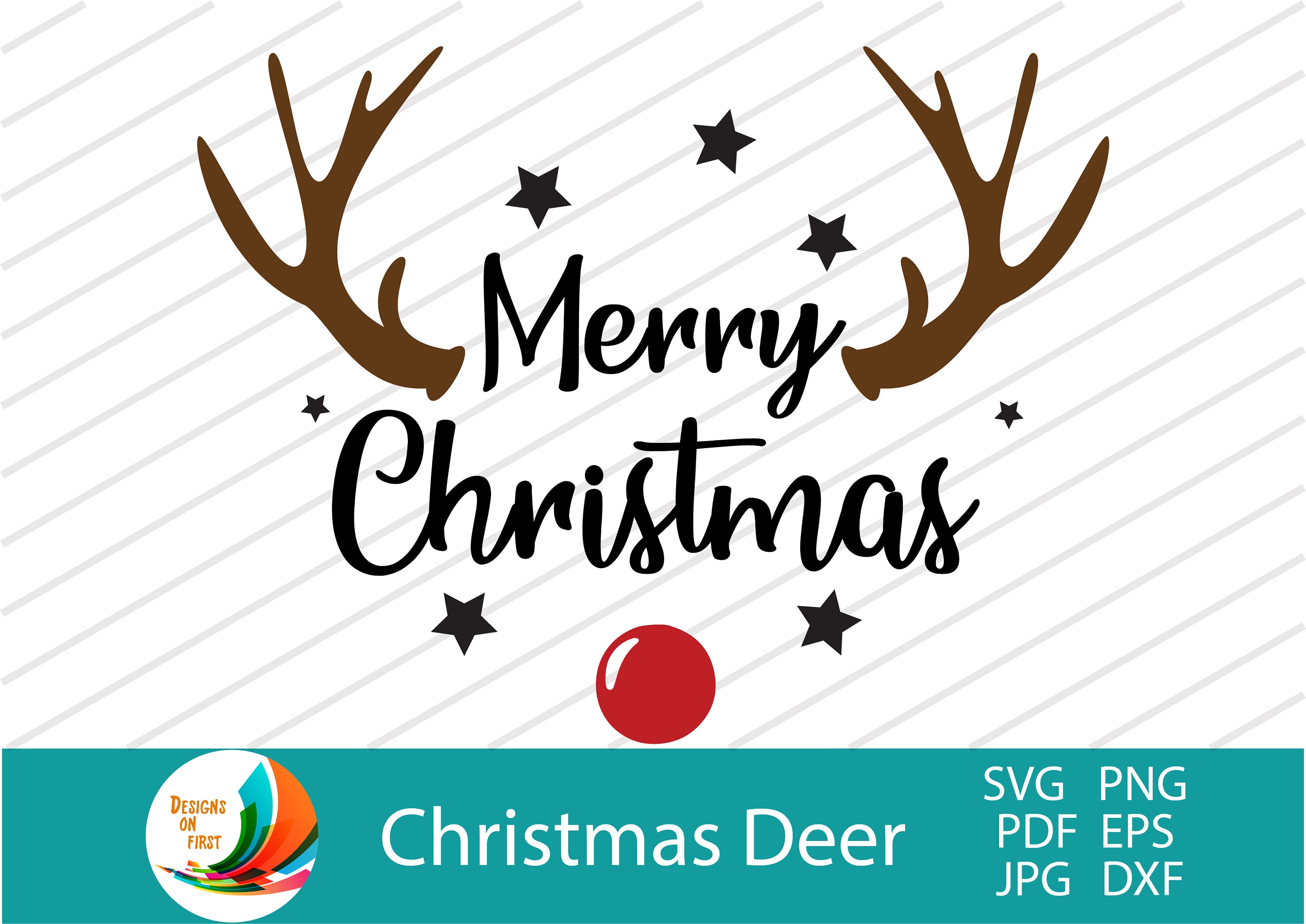 Merry Christmas Deer Antlers Svg Merry Christmas Svg - Etsy