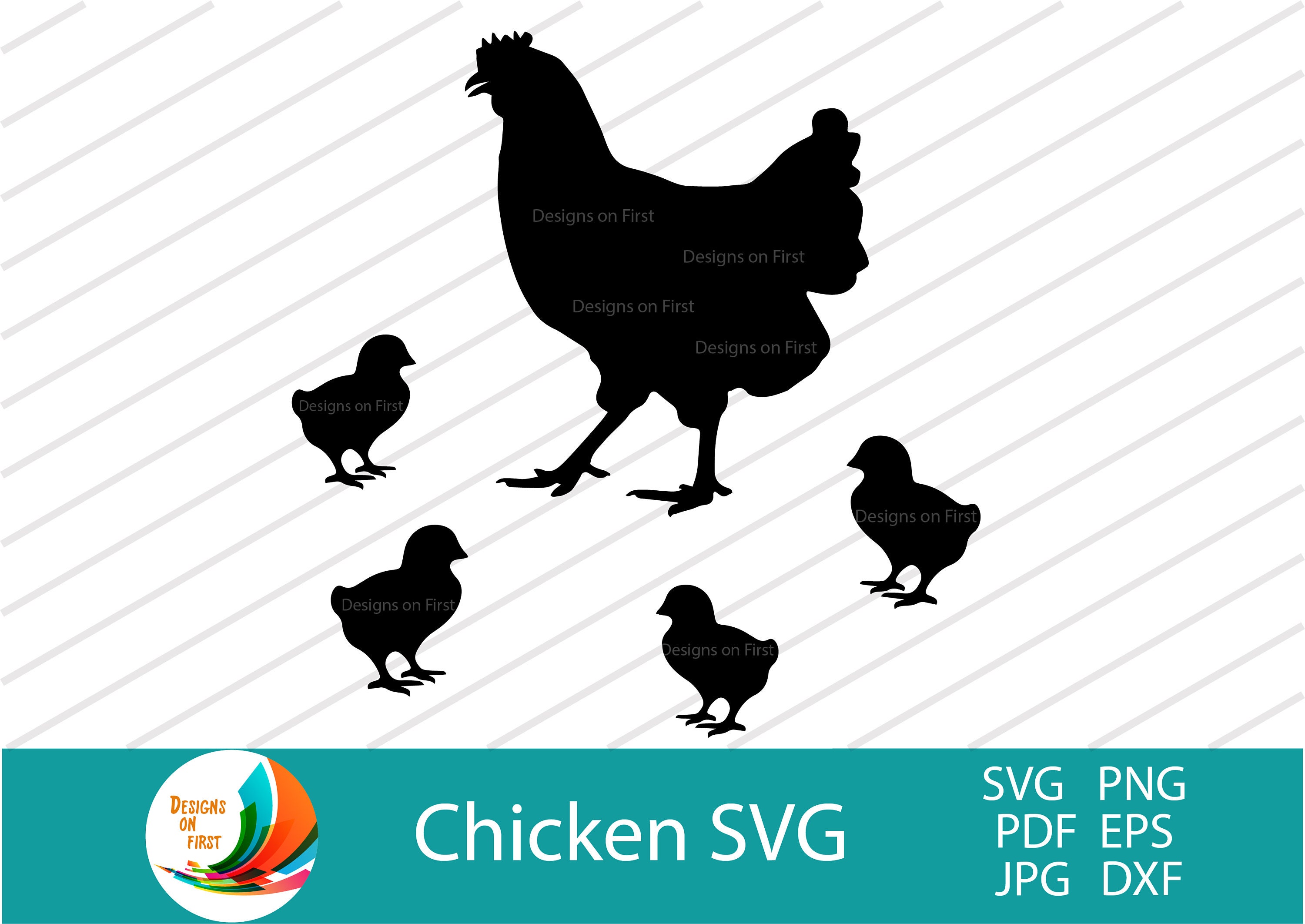 Chicken and Chicks Farmhouse Hen SVG DXF EPS Cut Files for Cricut and ...