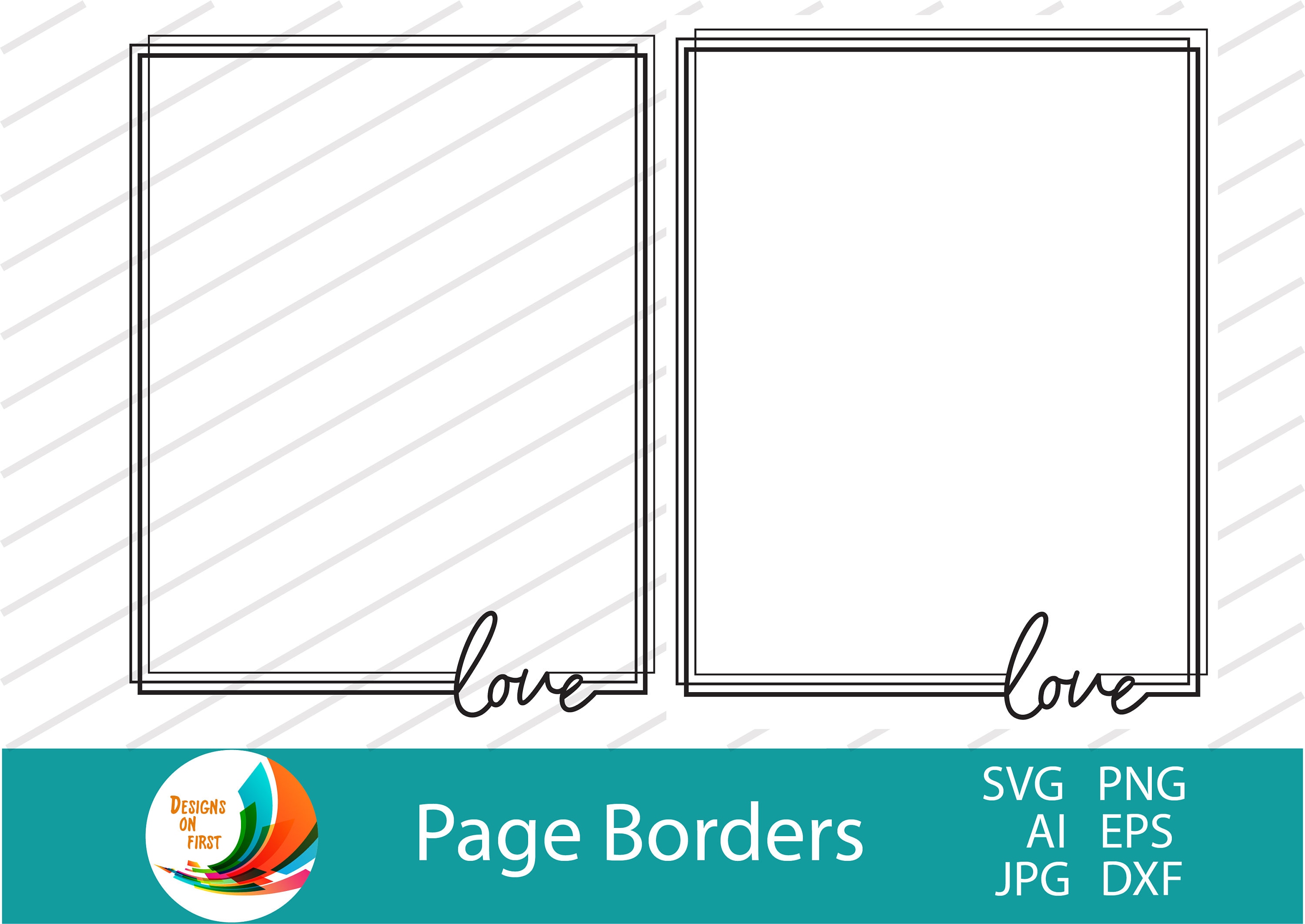 Full Page Frame Borders Clip Art With Transparent and White Background ...