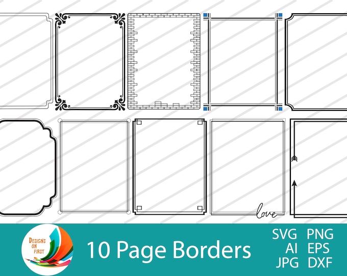 Full Page Frame Borders Clip Art With Transparent and White - Etsy