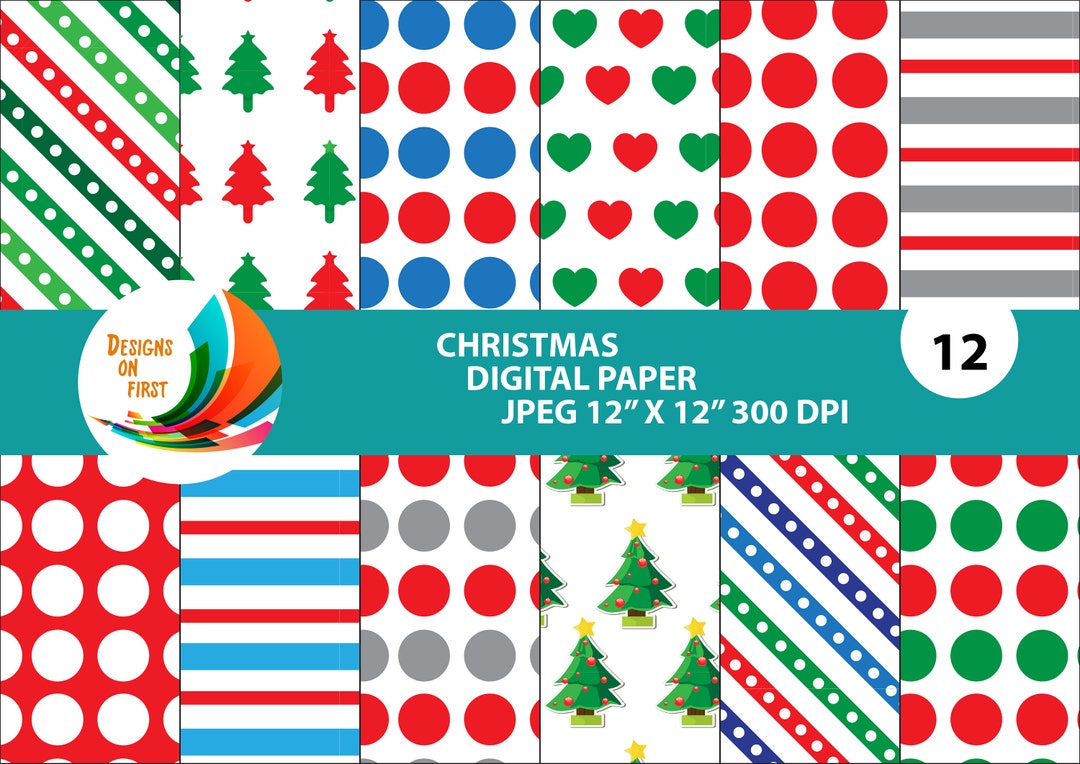 Christmas Digital Paper | Christmas Gift Wrap Paper | Seamless Patterns ...