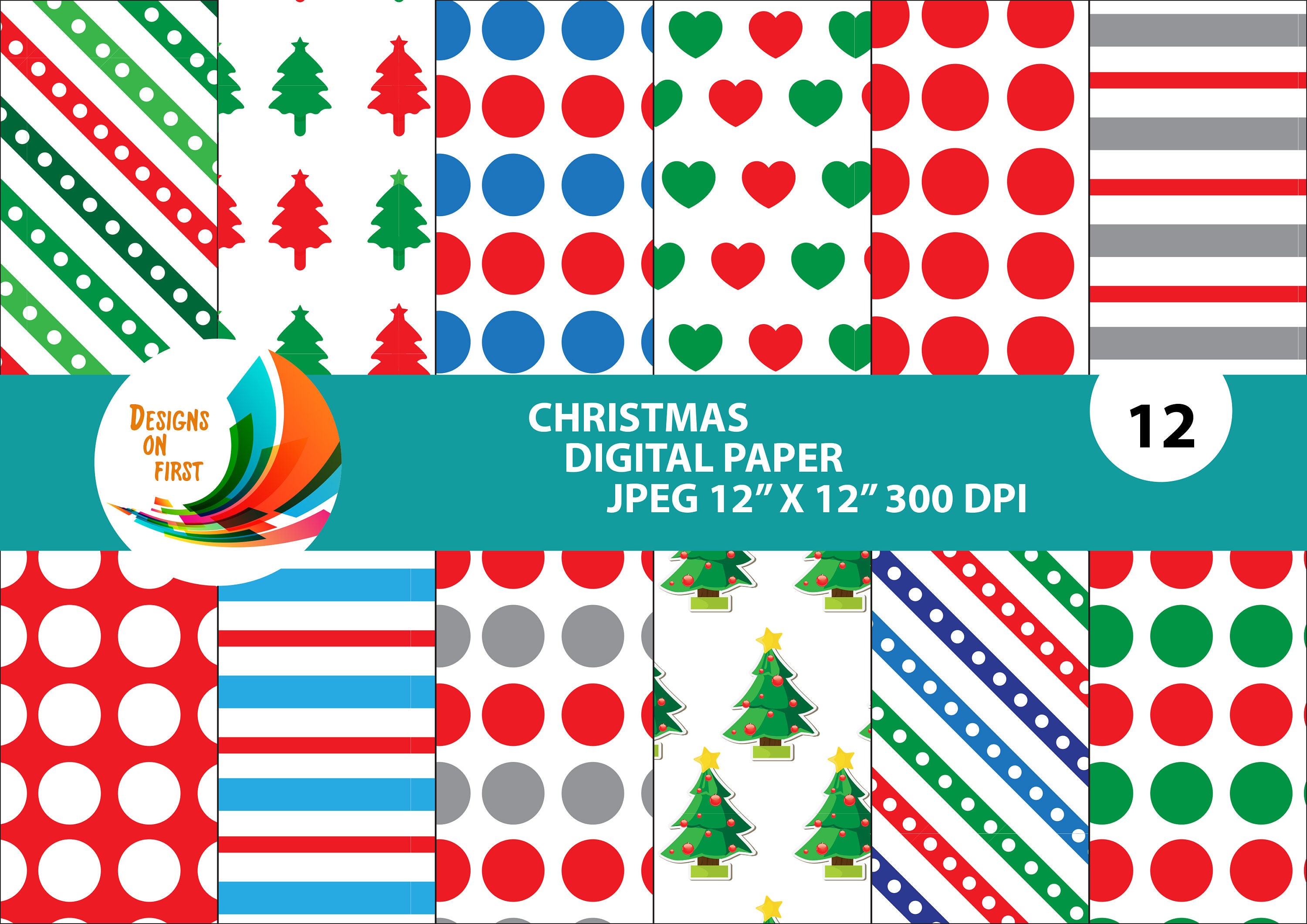 Christmas Digital Paper Christmas Gift Wrap Paper Seamless | Etsy