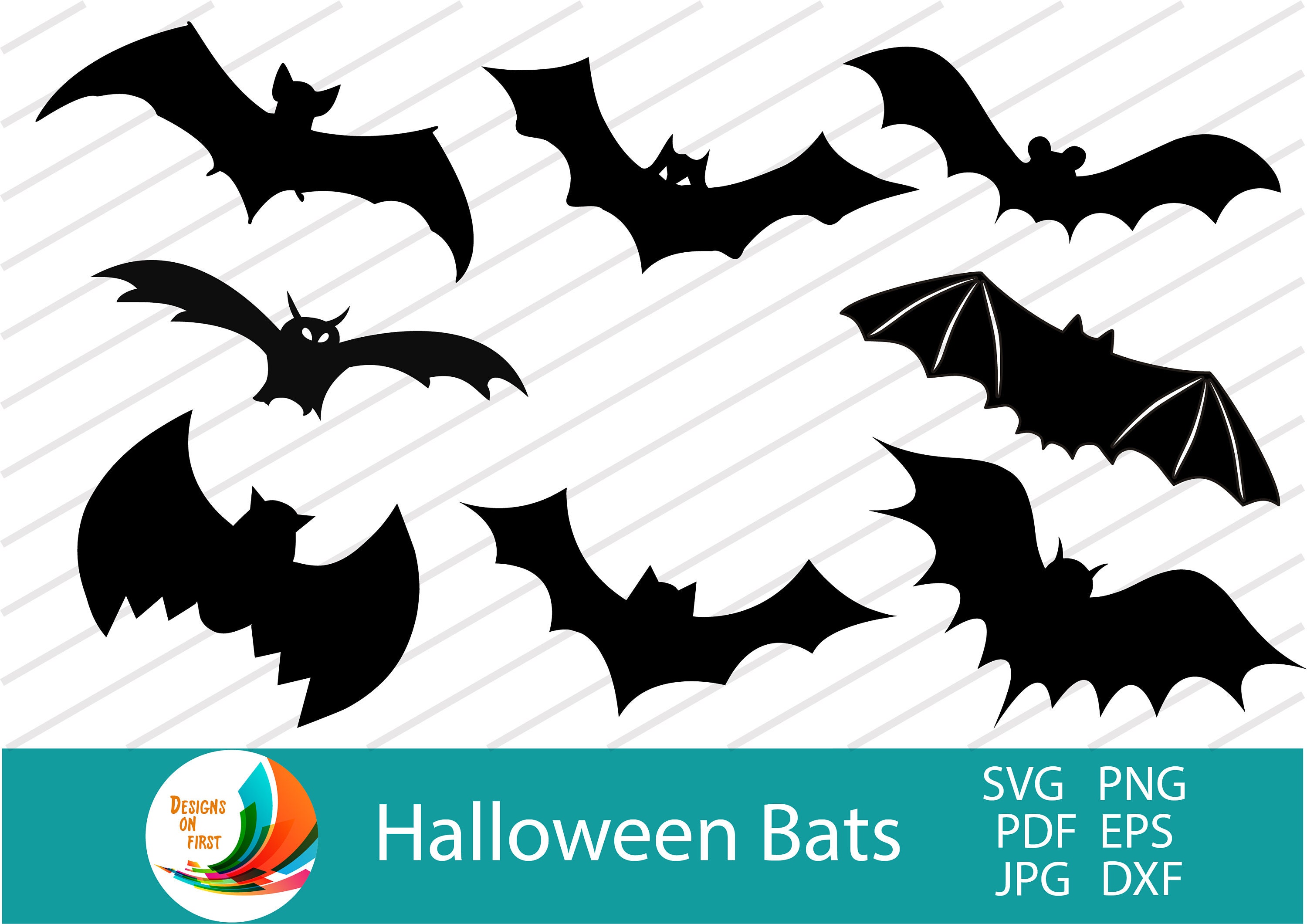 Halloween Spooky Bats SVG Bats Clip Art Bats Cricut and | Etsy