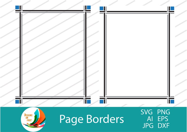 Full Page Frame Borders Clip Art With Transparent and White Background ...