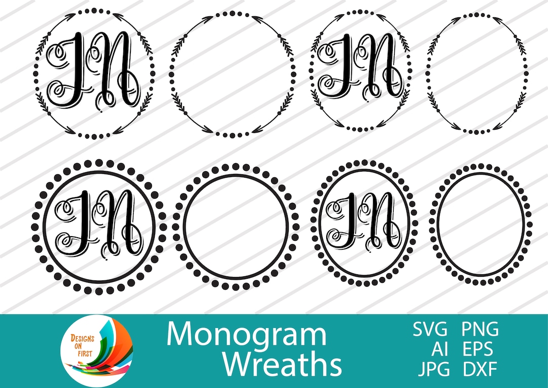 Floral Wreath Monogram | Circle Wreath Monogram SVG | Wedding Monogram ...