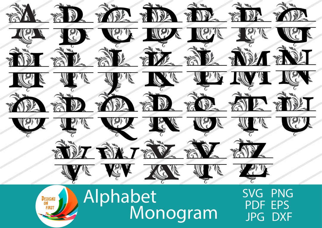 Split Monogram SVG | Split Letter Capitals SVG | Alphabet SVG Files for ...