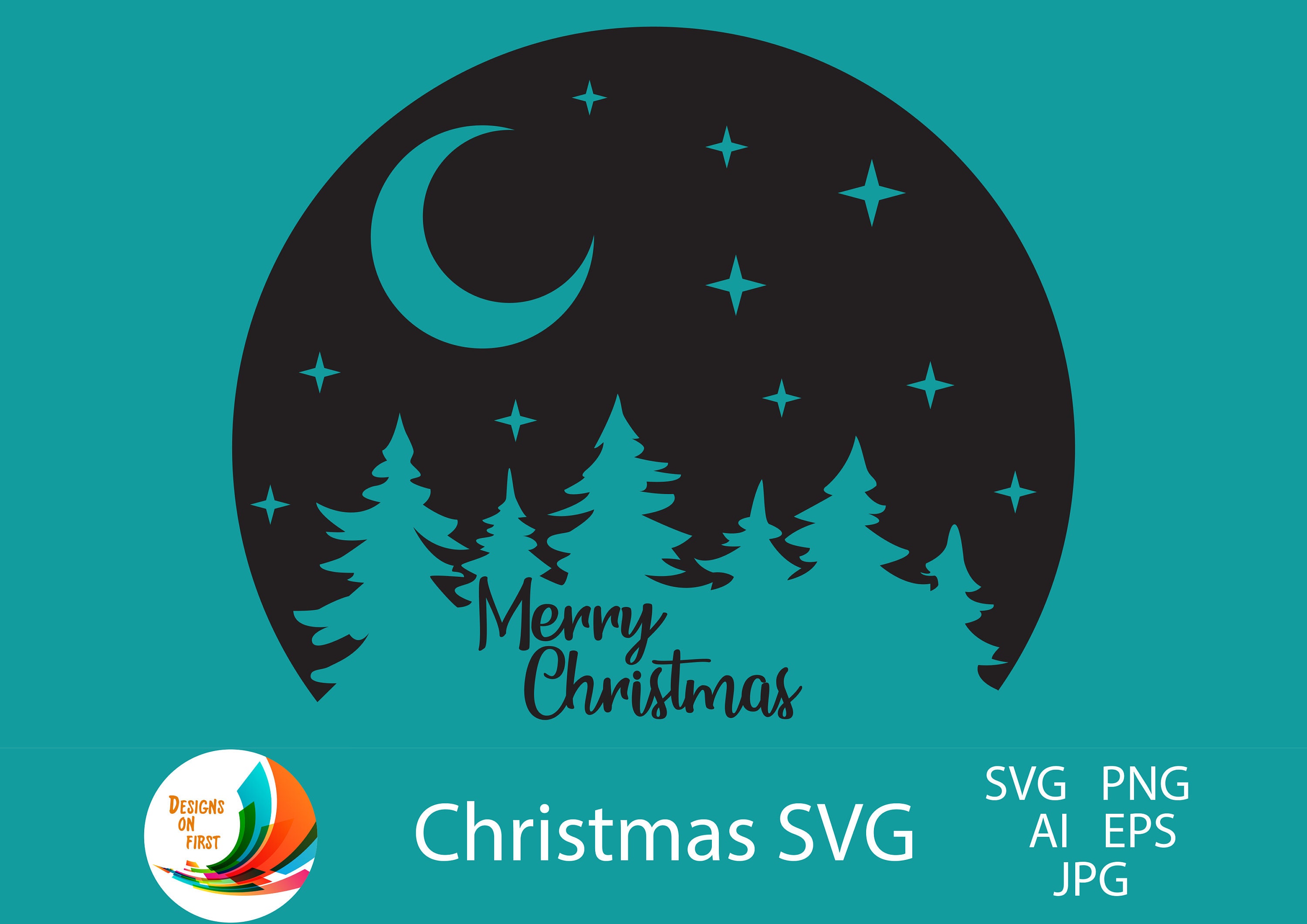 Merry Christmas Scene Svg Silhouette and Cricut Svg - Etsy