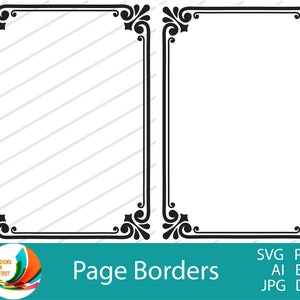 Full Page Frame Borders Clip Art With Transparent and White Background ...