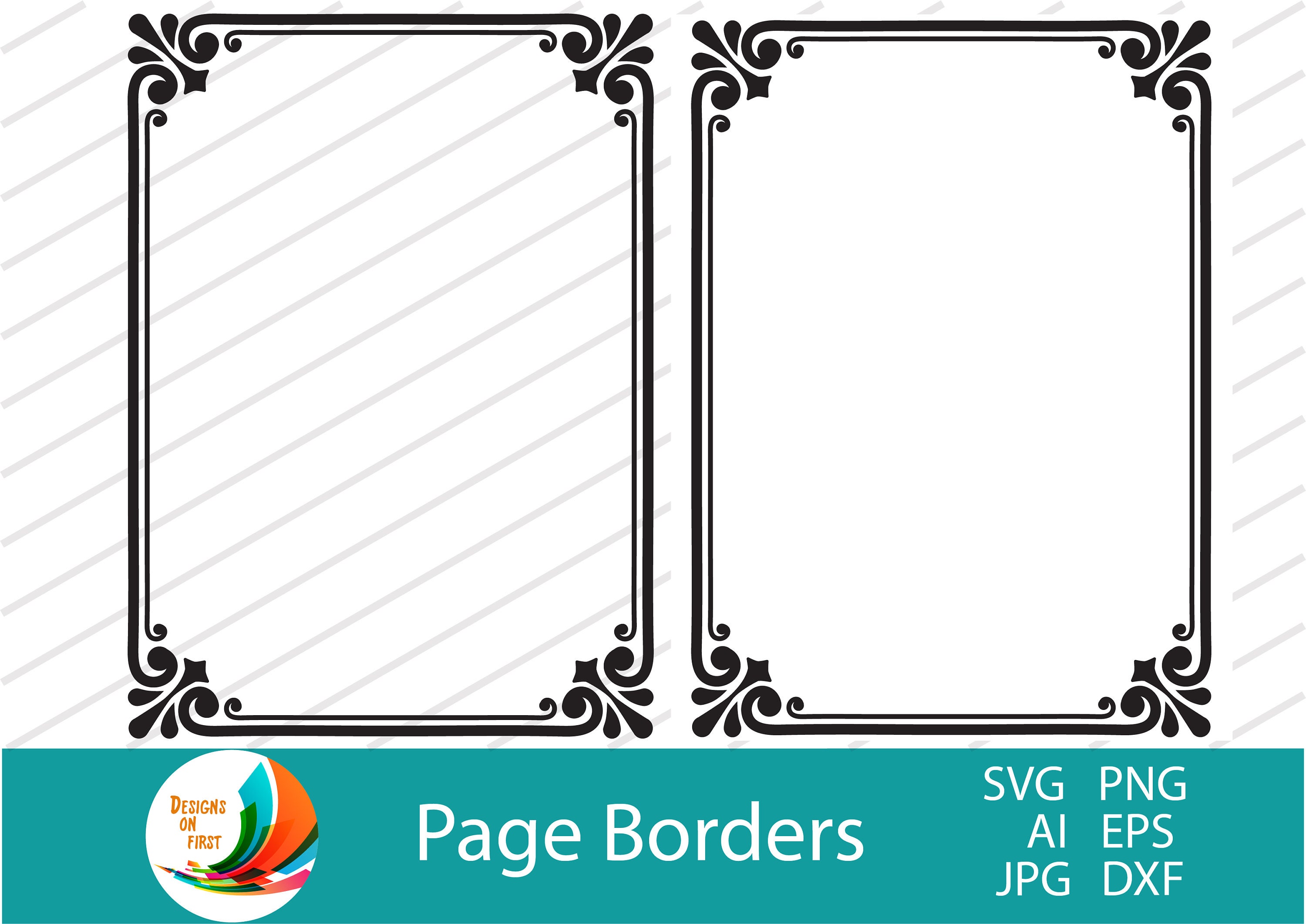 Full Page Frame Borders Clip Art with Transparent and White | Etsy
