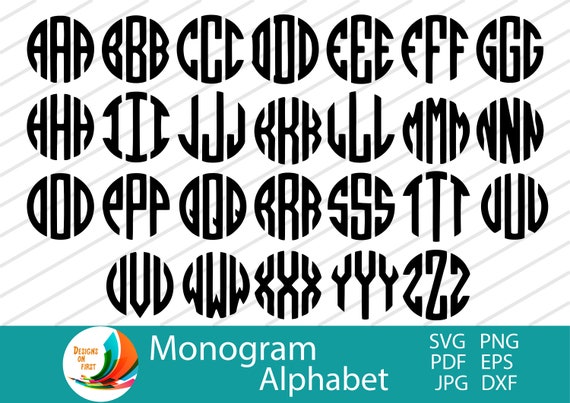 Monogram Alphabet SVG Monogram Letters SVG Circle Monogram | Etsy