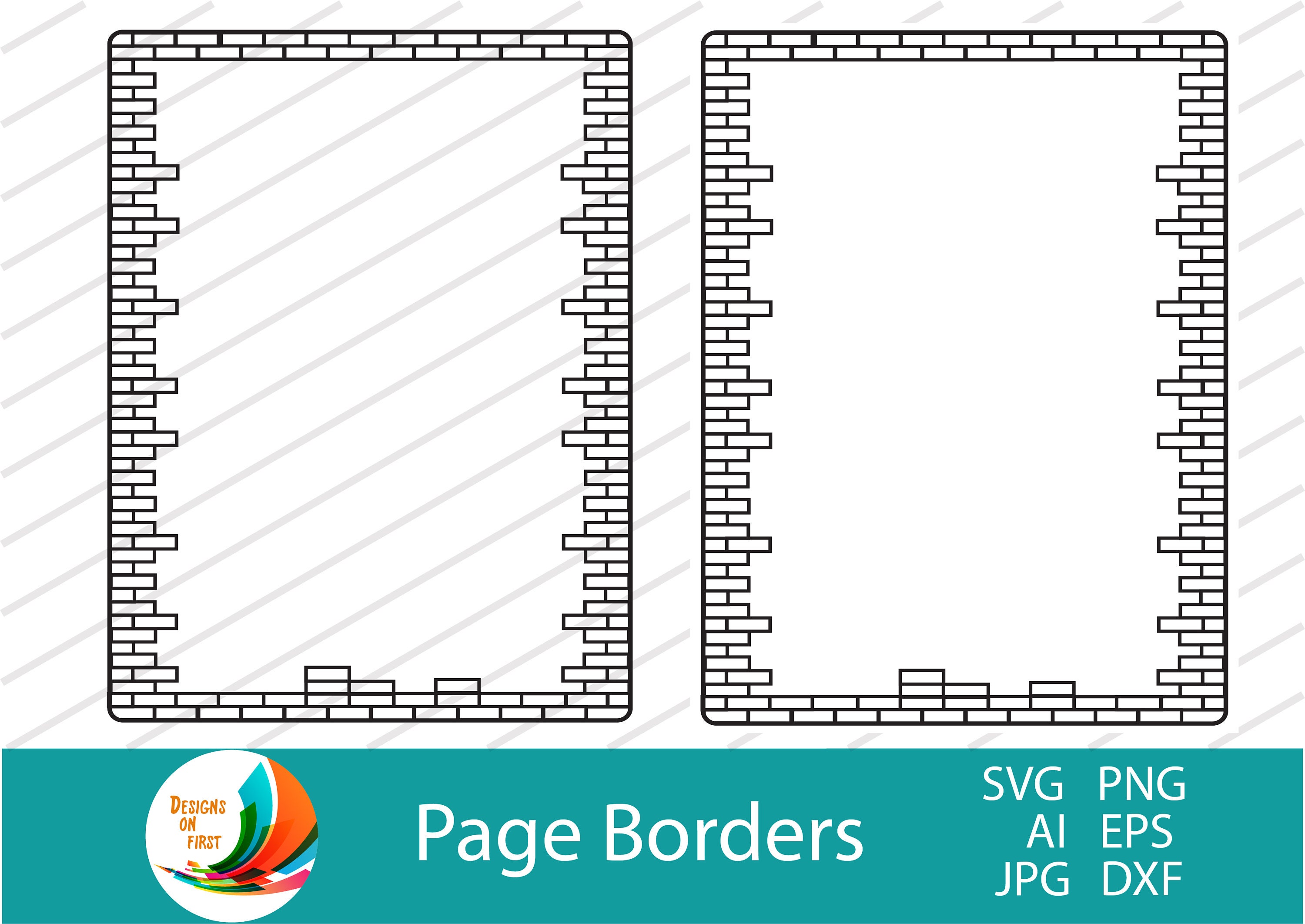 Full Page Frame Borders Clip Art With Transparent and White Background ...