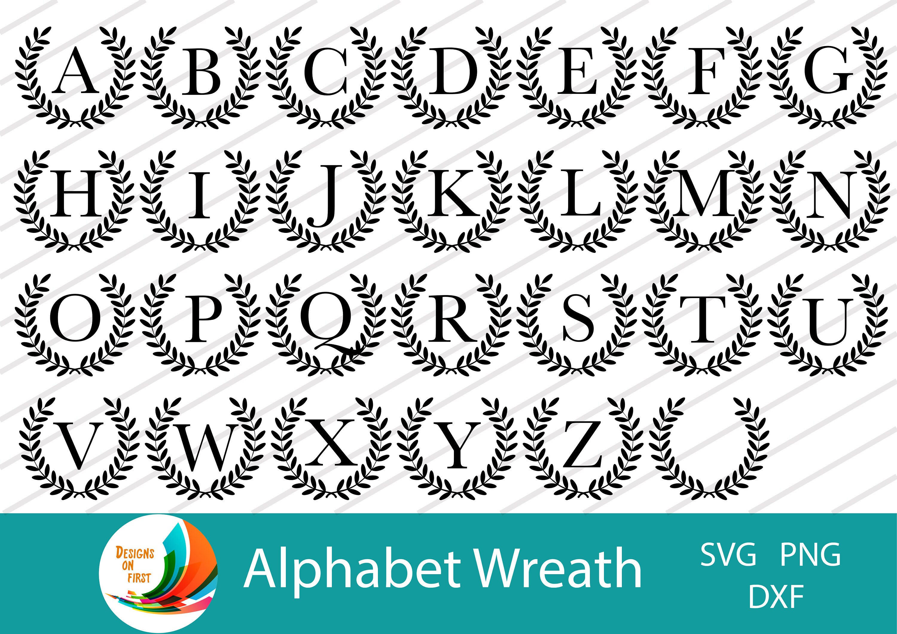 Alphabet Wreath Bundle Laurel Wreath SVG Monogram Wreath | Etsy