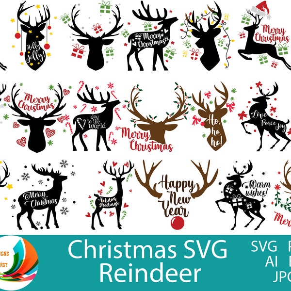 Christmas Reindeer Svg - Etsy