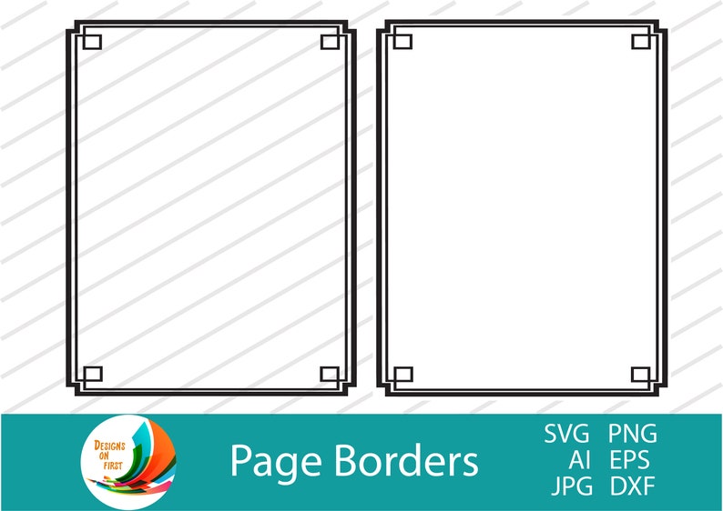 Full Page Frame Borders Clip Art With Transparent and White Background ...