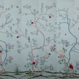 8" *10", Hand-painted Silk Wallpaper Sample for Custom Chinoiserie ...