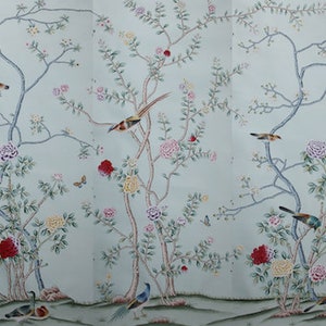 8" *10", Hand-painted Silk Wallpaper Sample for Custom Chinoiserie ...