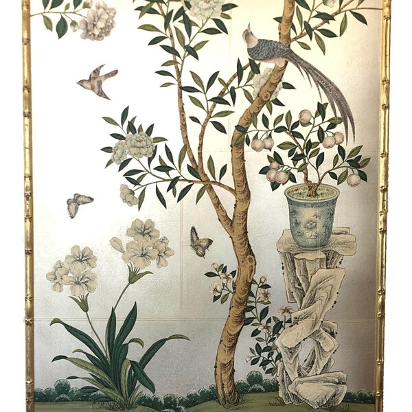 Chinoiserie Wallpaper Panels Silver - Etsy