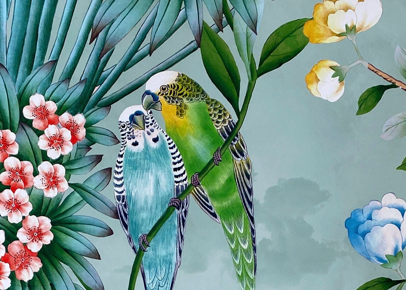 Amazonia Wallpaper-tropical Jungle Wallpaper on Duck Egg - Etsy