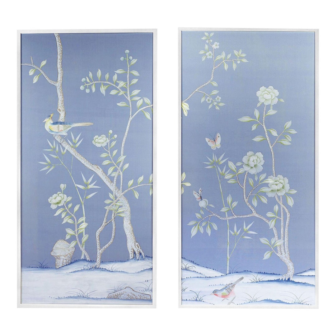 24" *48" --hand-painted Chinoiserie Wallpaper---unframed Chinoiserie ...