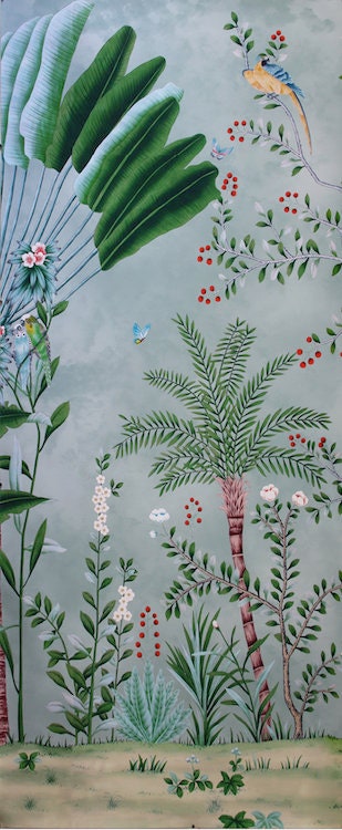 Amazonia Wallpaper-tropical Jungle Wallpaper on Duck Egg - Etsy