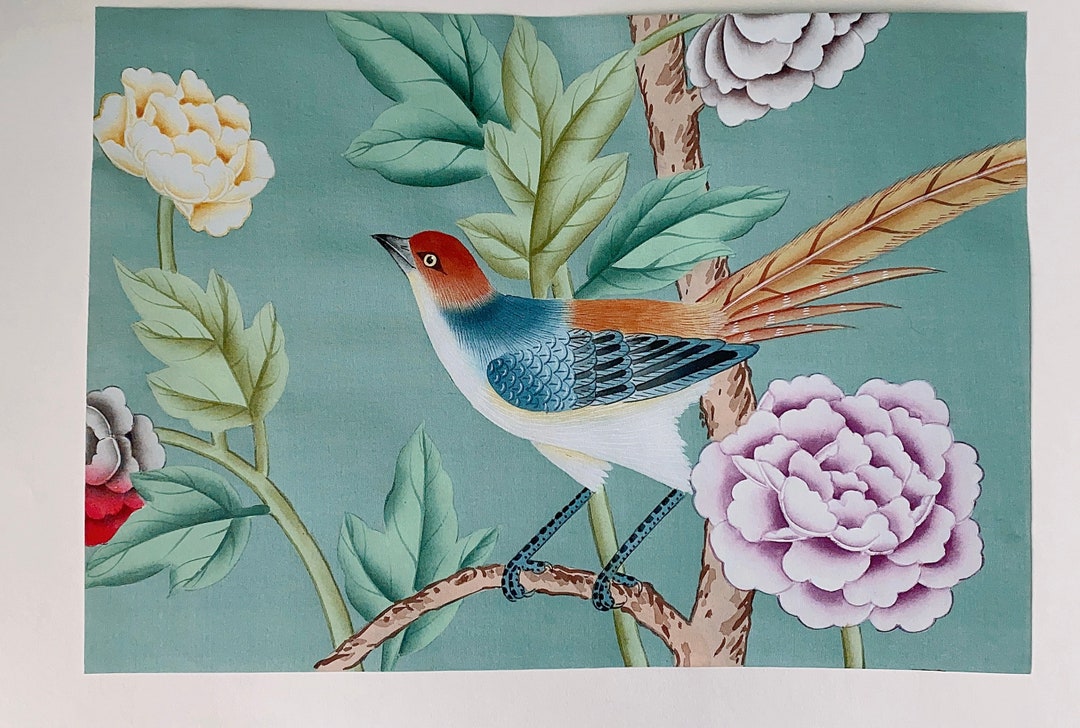 8 10, Hand-painted Silk Wallpaper Sample - Etsy