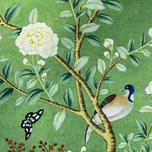 Vintage Chinoiserie Floral, Chinoiserie Green Panels, Set of 2, Wall ...