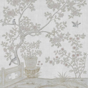 Fragrance Garden on Silver Metallic Leaf Hand-painted Metallic ...