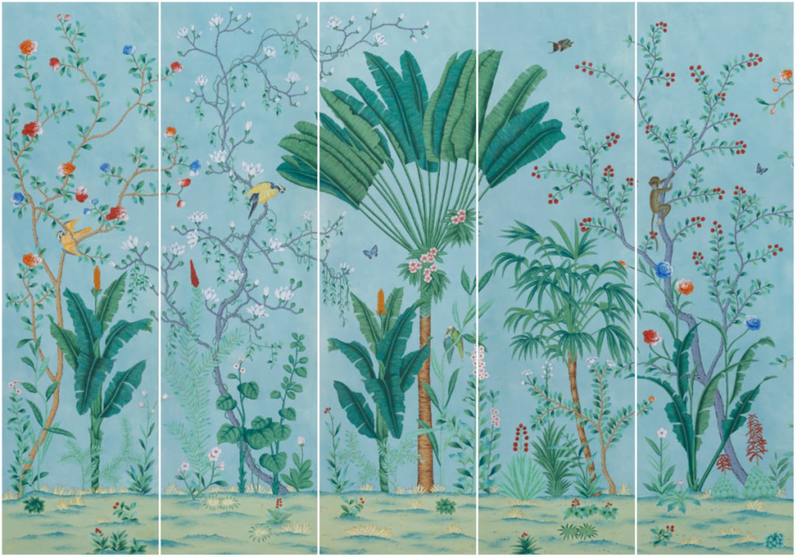Amazonia Wallpaper-tropical Jungle Wallpaper on Duck Egg - Etsy