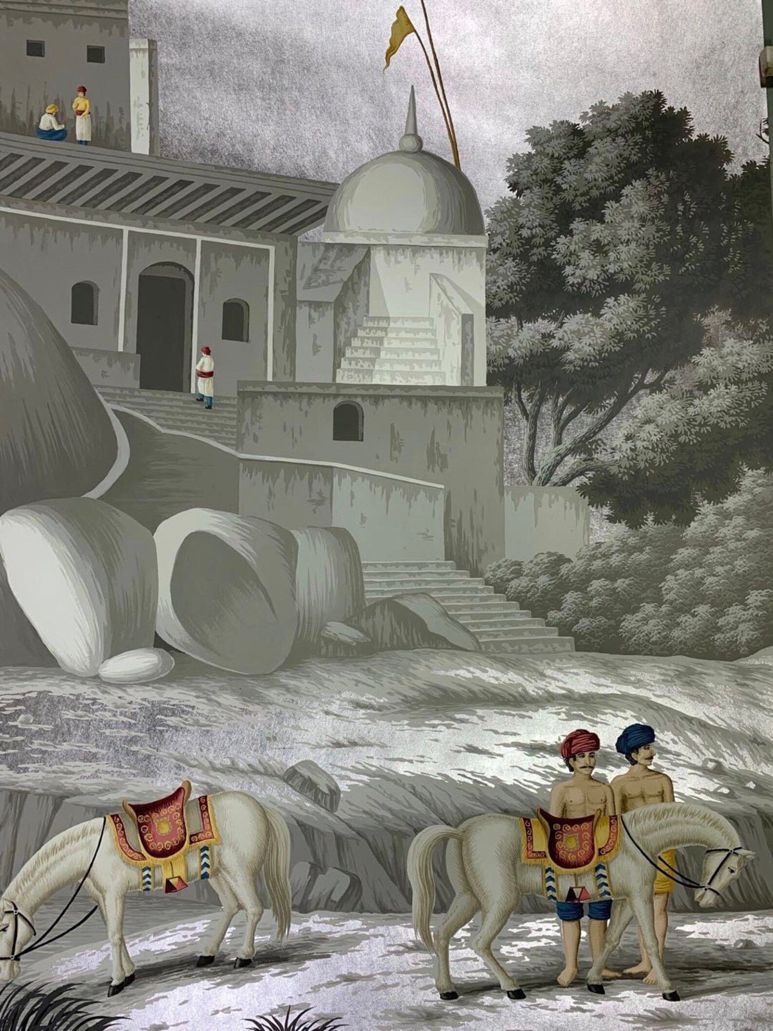 Early View of India ----panoramic Wallpaper-----hand Painted Wallpaper ...