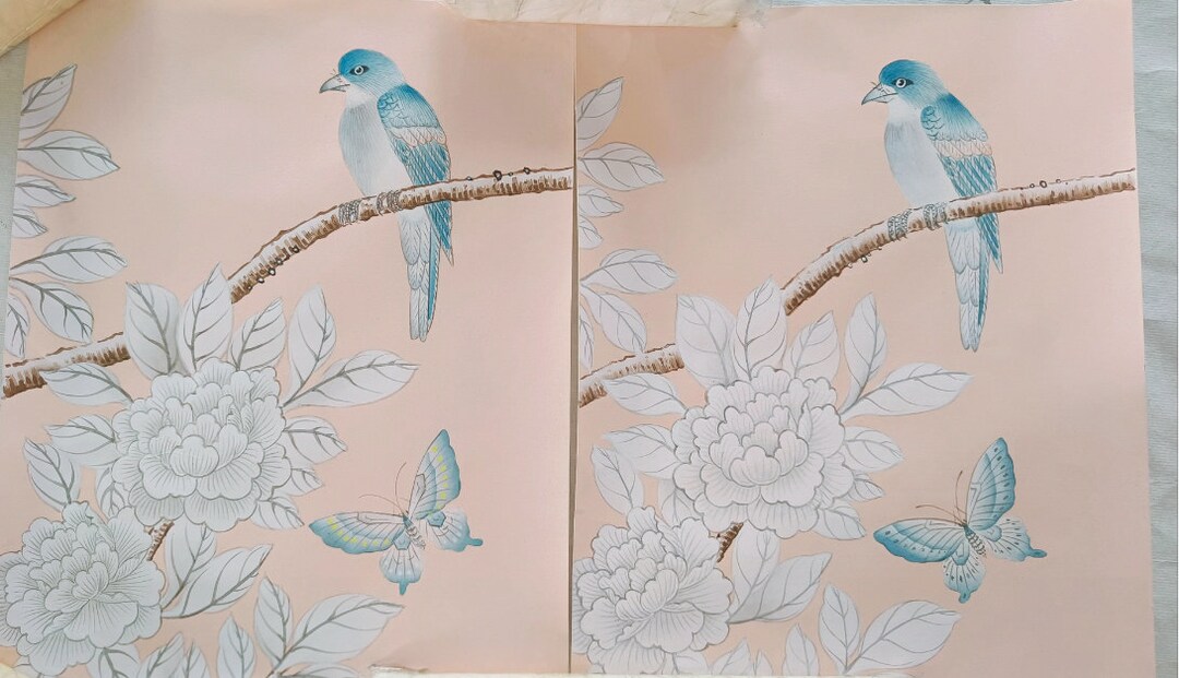 8 10, Sample, Custom Handpainted Silk Wallpaper, Pink Silk Wallpaper - Etsy