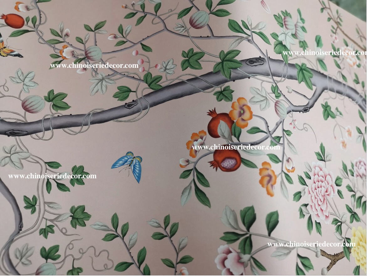 Hand-painted Silk Wallpaper Samplepink sample in Stock - Etsy