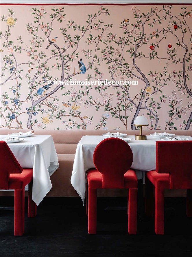 Hand-painted Silk Wallpaper Samplepink sample in Stock - Etsy