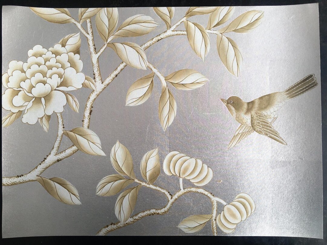 Sample 8 10. Sepia Chinoiserie Wallpapercustom Metallic Wallpaper ...