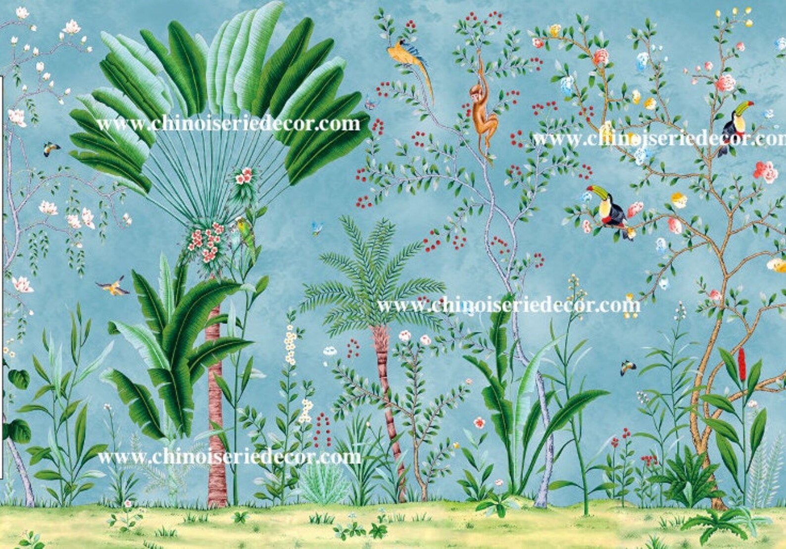 Amazonia Wallpaper-tropical Jungle Wallpaper on Duck Egg - Etsy