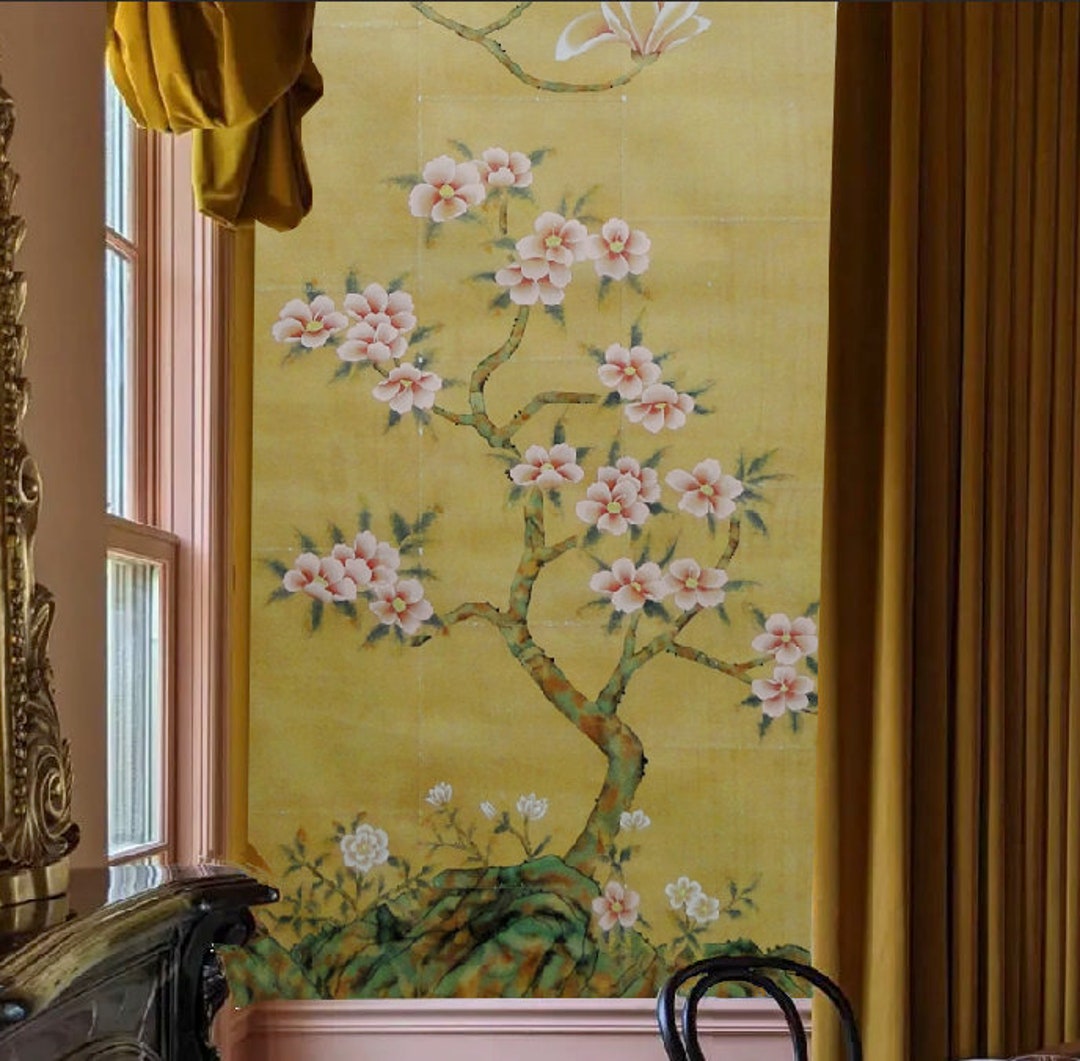 French Style Wallpaper, Vintage Magnolia //. Chinoiserie Birds ...