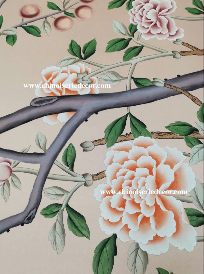 Hand-painted Silk Wallpaper Samplepink sample in Stock - Etsy