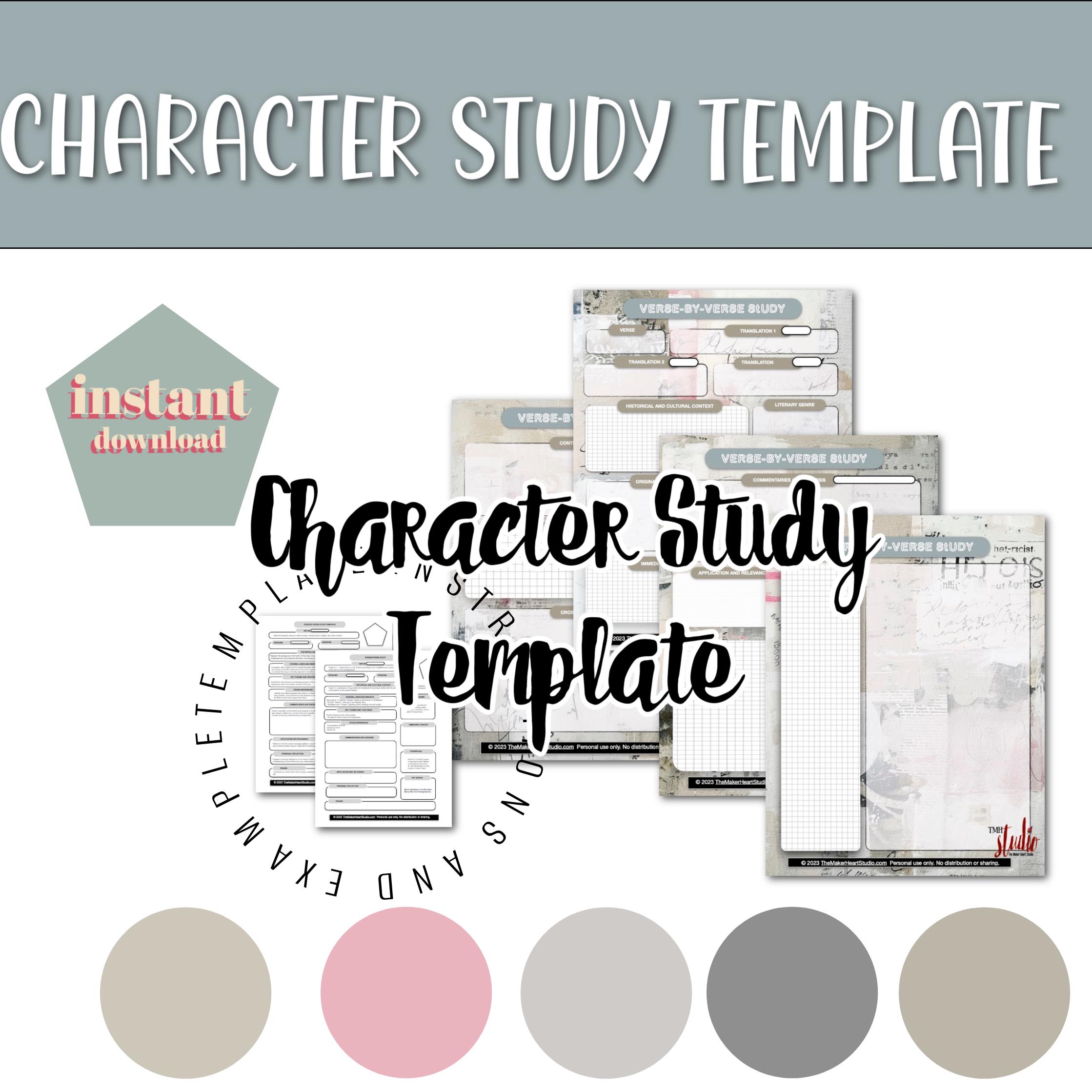 Character Study Template Printable and Stickers and Tabs - Etsy
