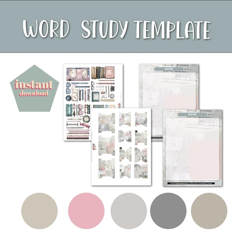 Word Study Template Printable and Stickers and Tabs - Etsy