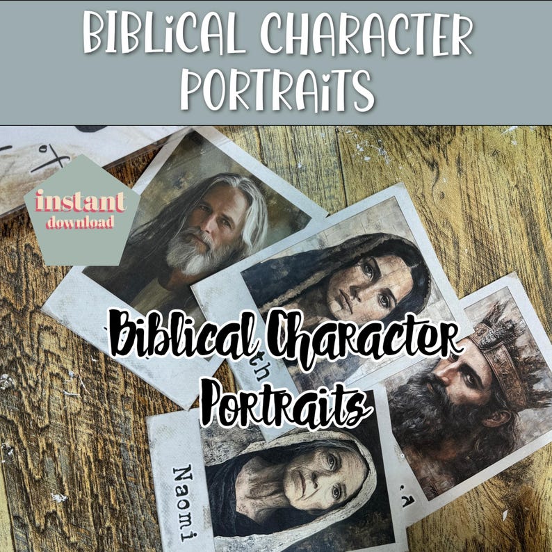 Biblical Character Art Set – Polaroid-style Frames & Mixed Media ...