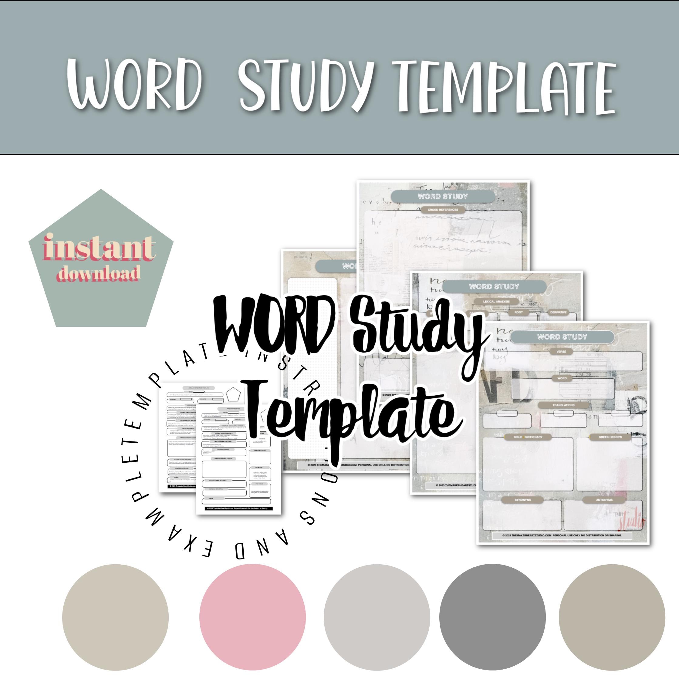 Word Study Template Printable and Stickers and Tabs - Etsy
