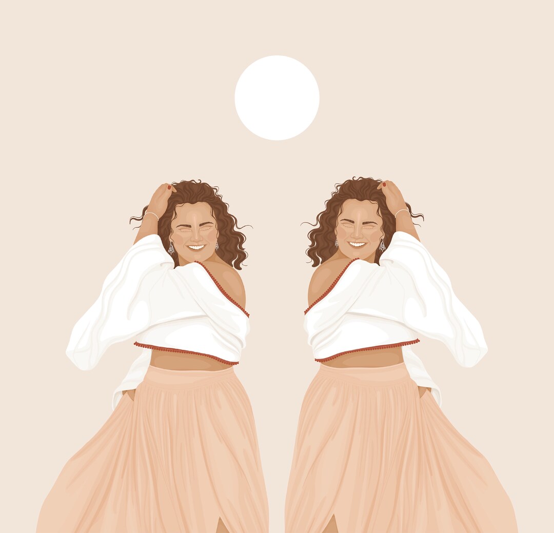 Custom 1 Person Illustration Portrait Facial Details Birthday ...