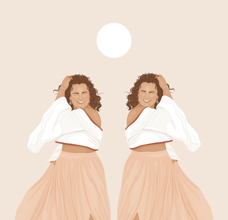 Custom 1 Person Illustration Portrait Facial Details - Etsy Australia