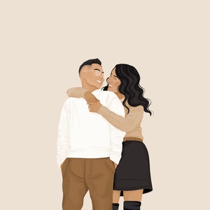 Custom Detailed 2 Person Illustration Portrait Facial Details Birthday ...